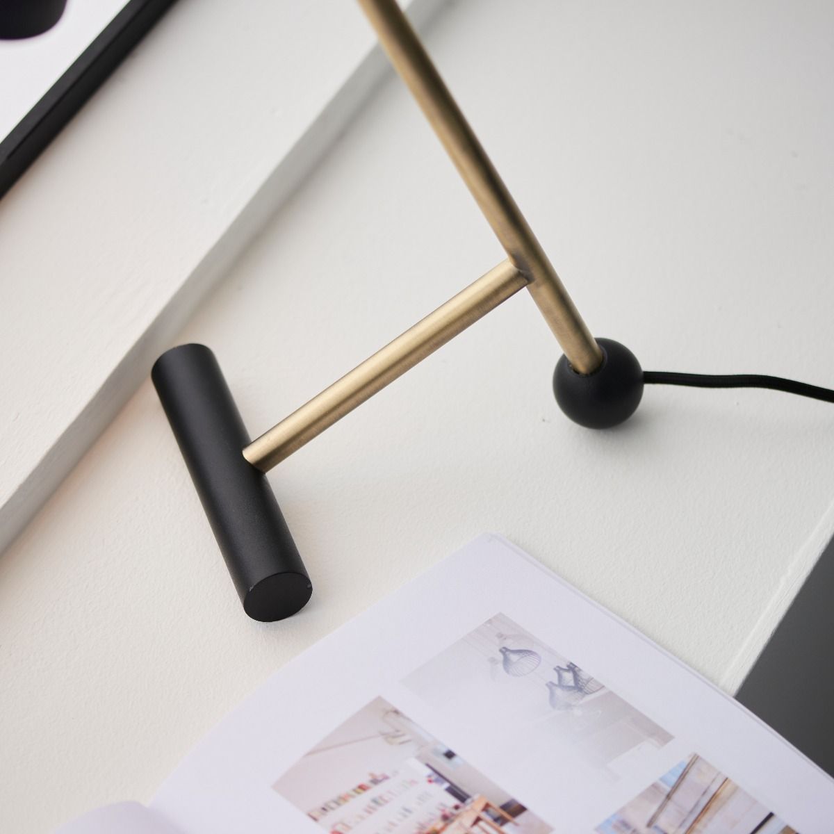 Modern Architectural Task Table Lamp Black With Brass Details ...