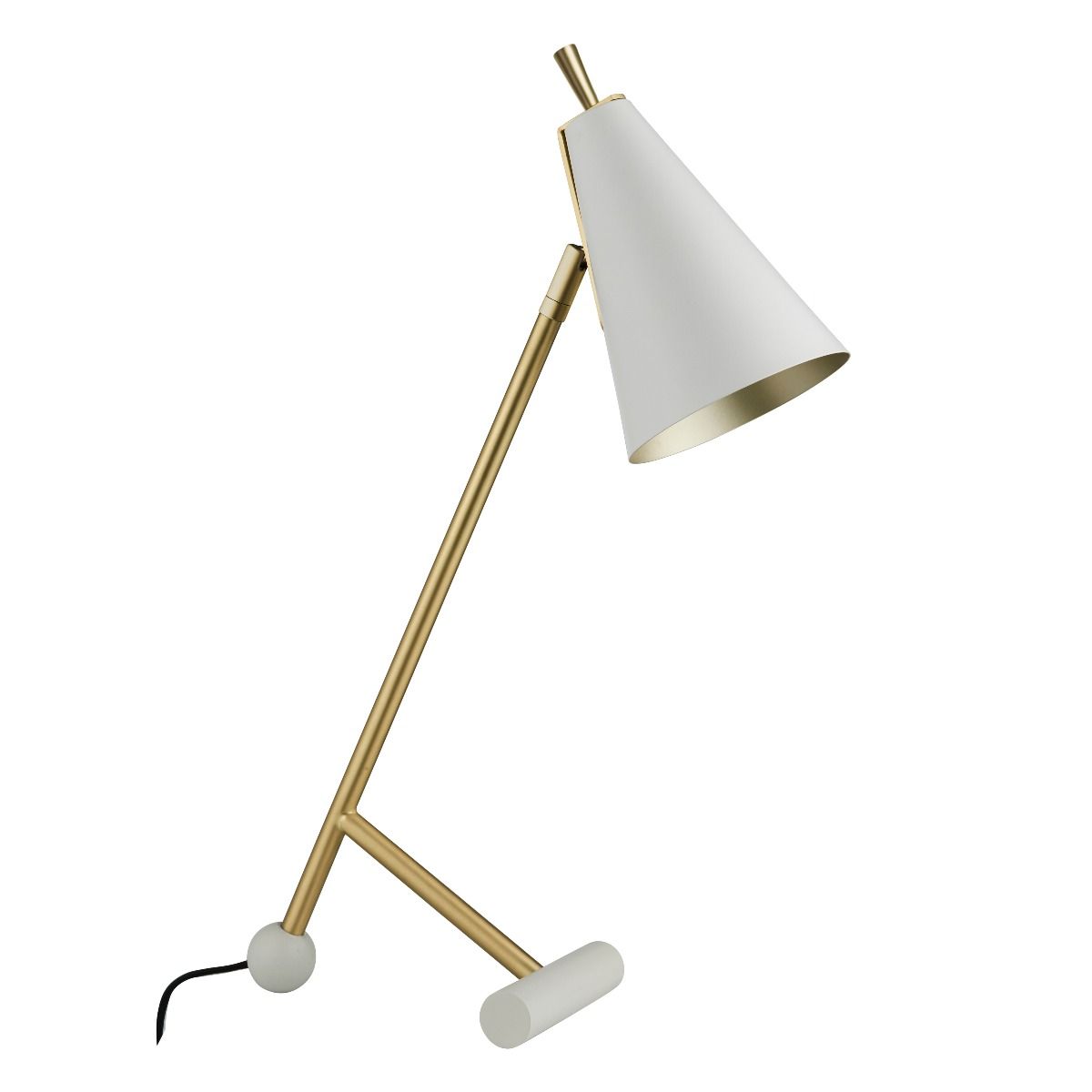 Modern Architectural Task Table Lamp White With Brass Details ...