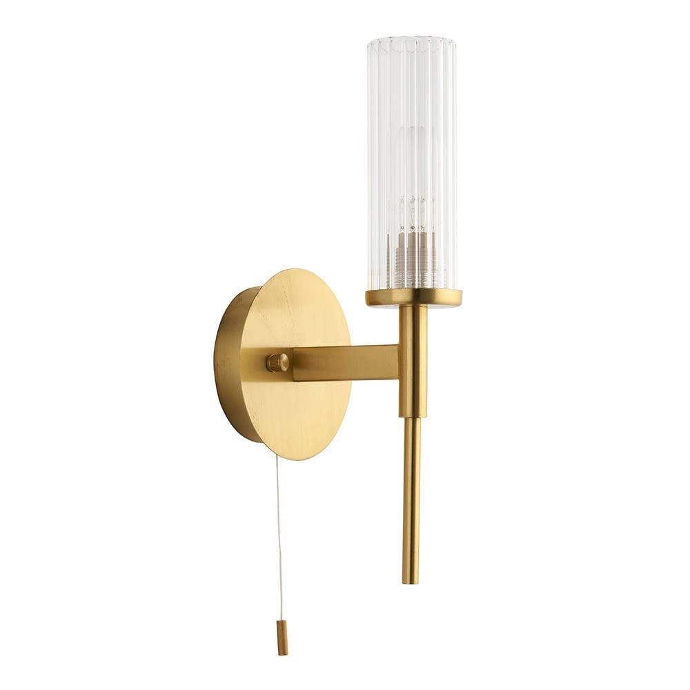 contemporary ribbed glass wall light satin brass Stillorgan Decor
