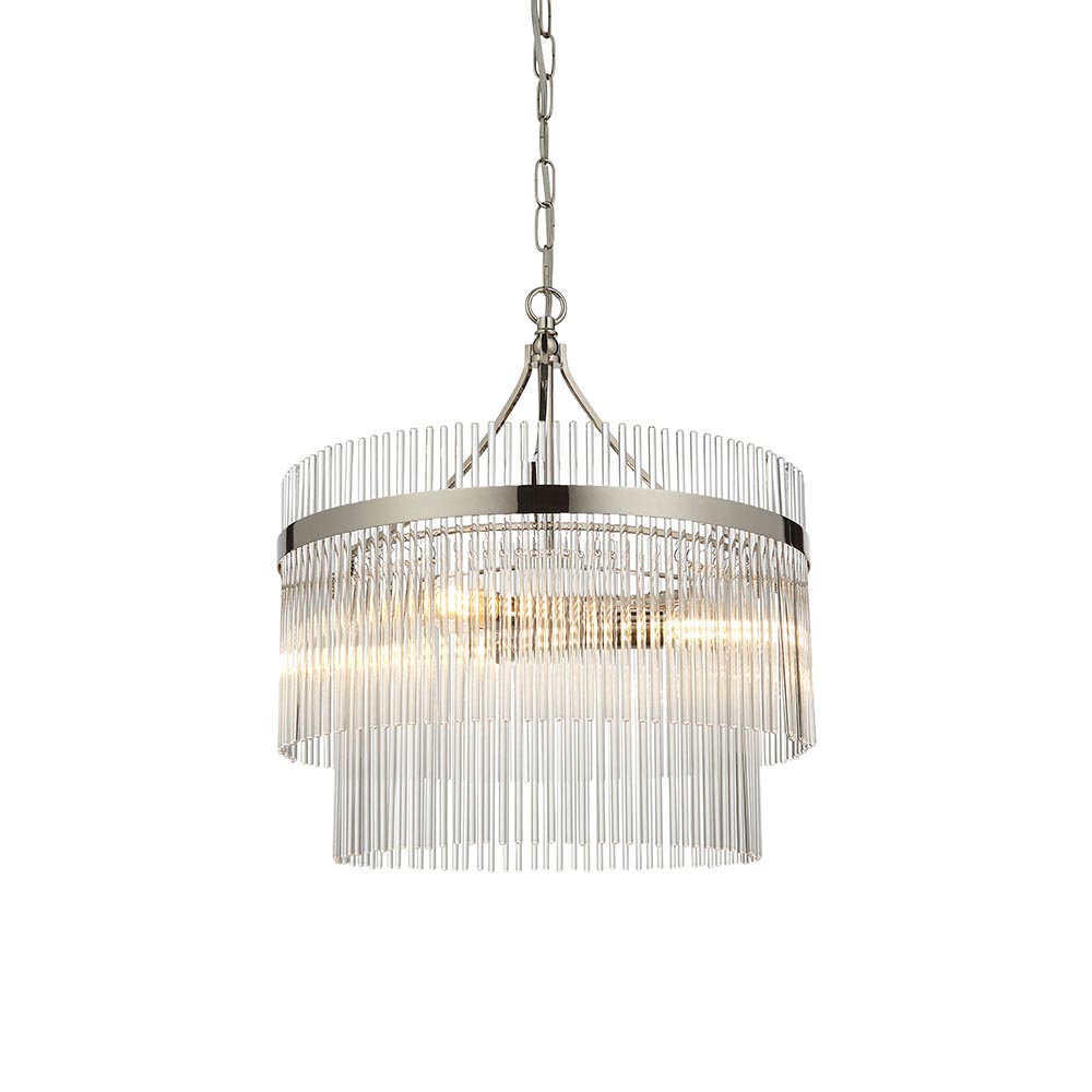 contemporary glass rod 3 light chandelier polished nickel - Stillorgan ...