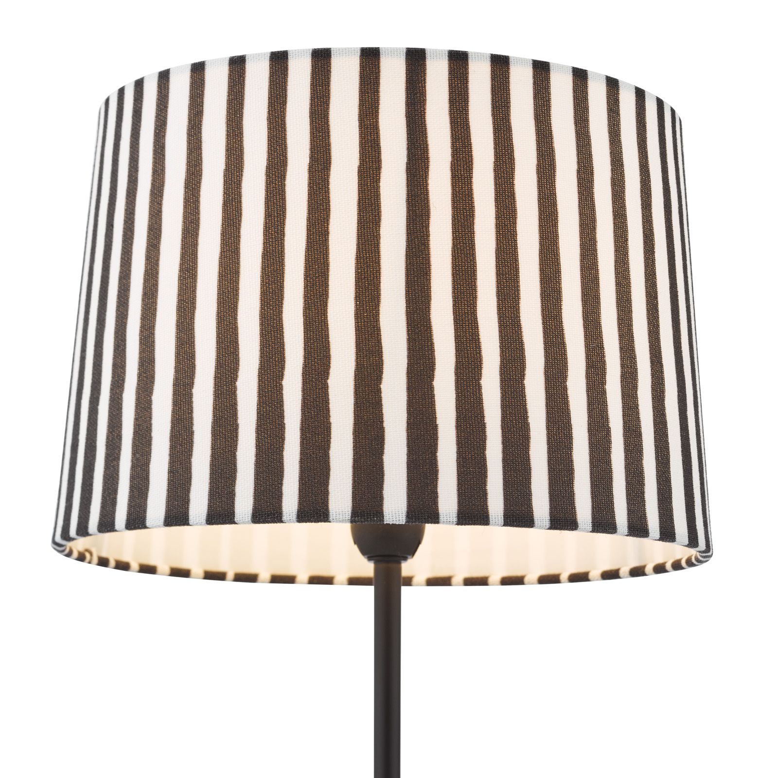 Contemporary Understated Table Lamp With Black Stripe Cotton Mix Shade ...