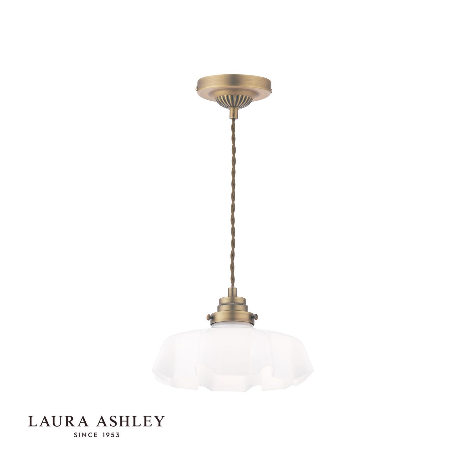 Laura Ashley Banham Pendant Matt Antique Brass And White Glass ...