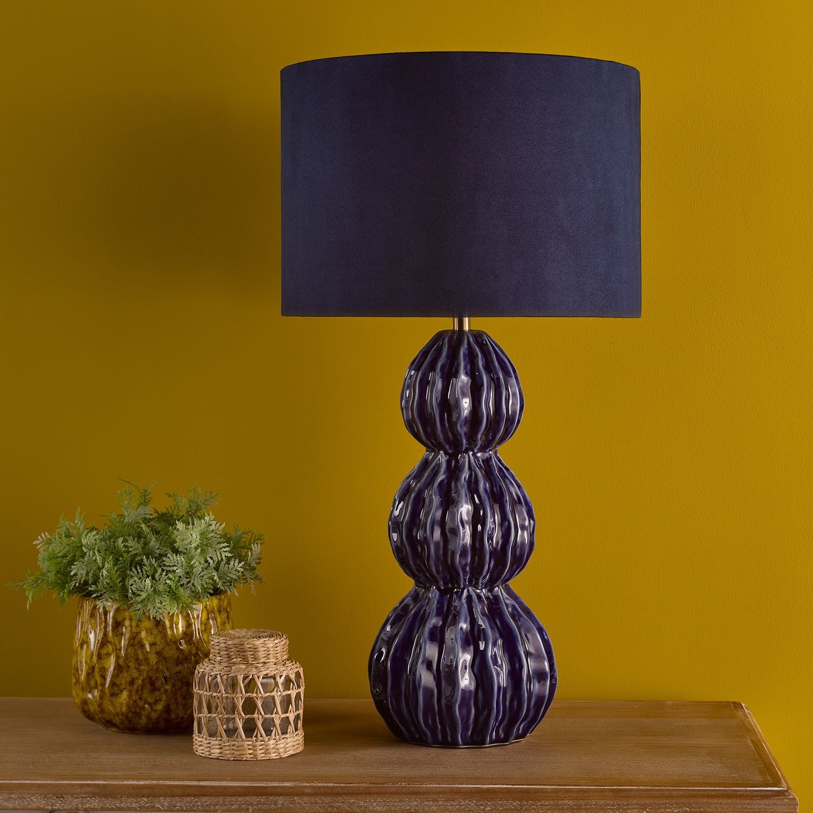 Textured Ceramic Table Lamp Blue With Shade - Stillorgan Decor
