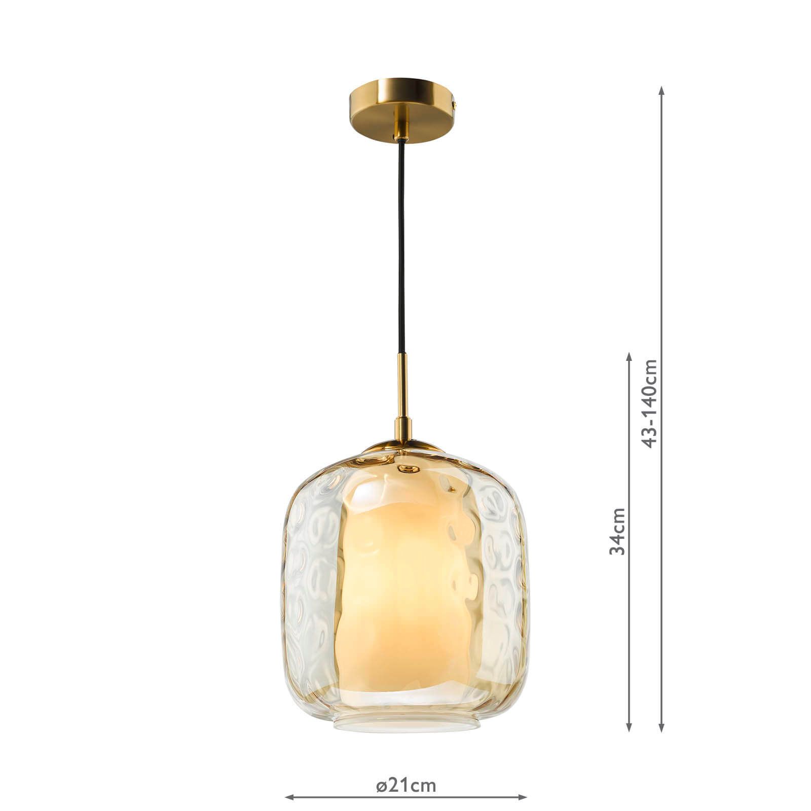 Contemporary Pendant Light Dimpled Glass Aged Brass And Champagne Glass ...