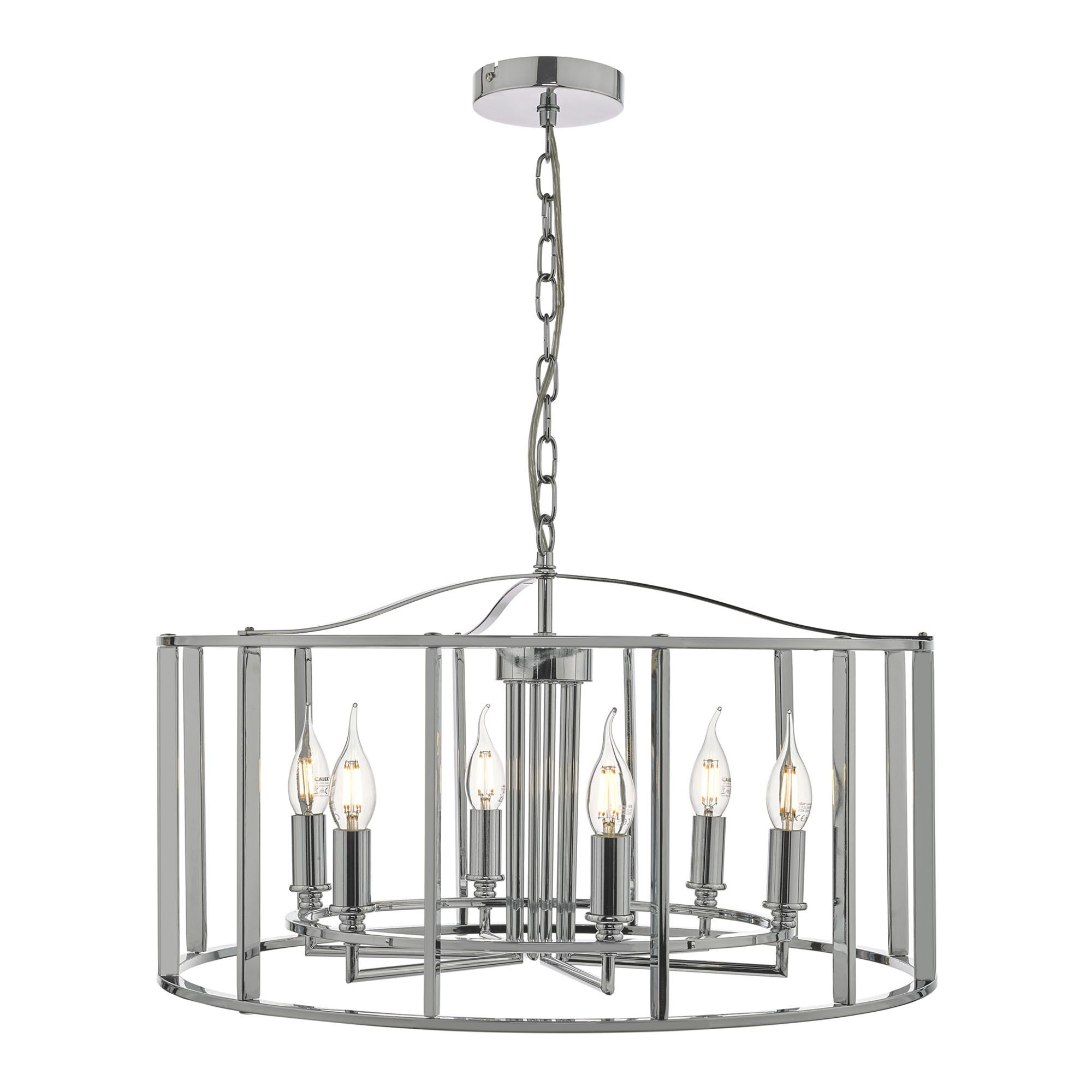 Decorative Cage 6 Light Ceiling Pendant In Polished Chrome - Stillorgan ...