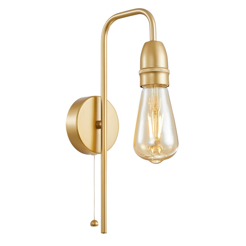 Single Arm Simple Wall Light Satin Brass - Stillorgan Decor
