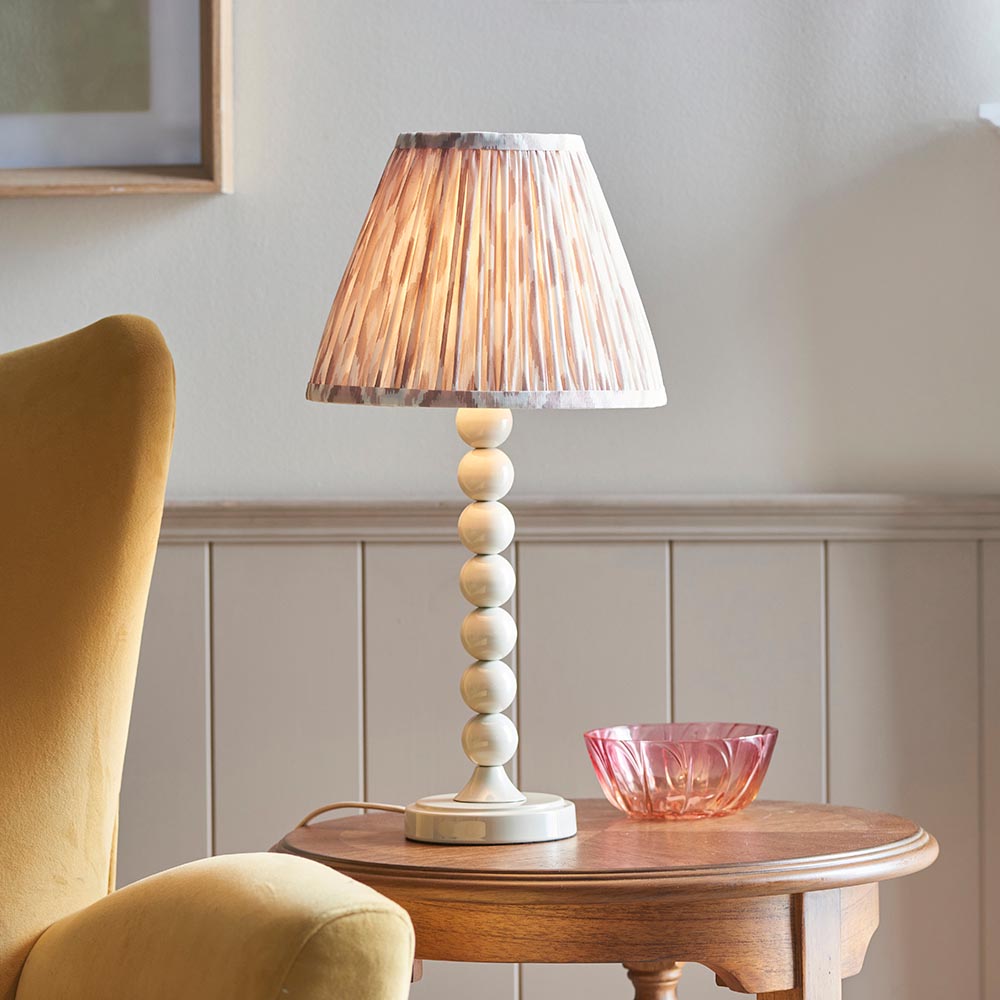 Playful Stacked Spheres Table Lamp In Gloss Almond White With Natural ...