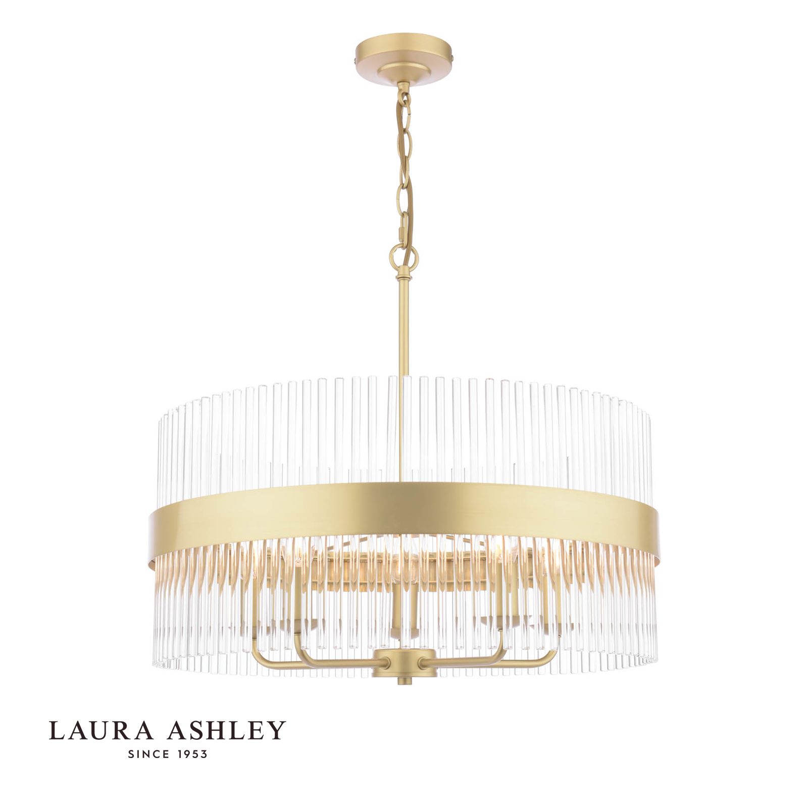 Laura Ashley Alexa 5 Light Pendant Glass And Matt Antique Brass ...