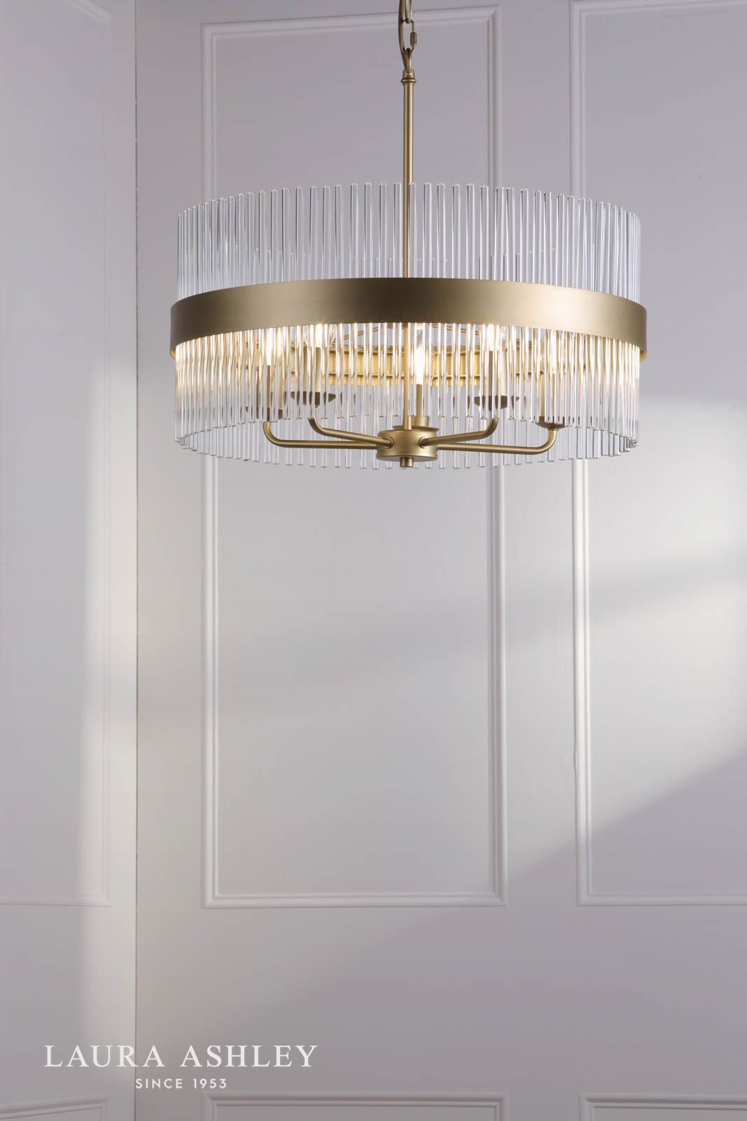 Laura Ashley Alexa 5 Light Pendant Glass And Matt Antique Brass ...
