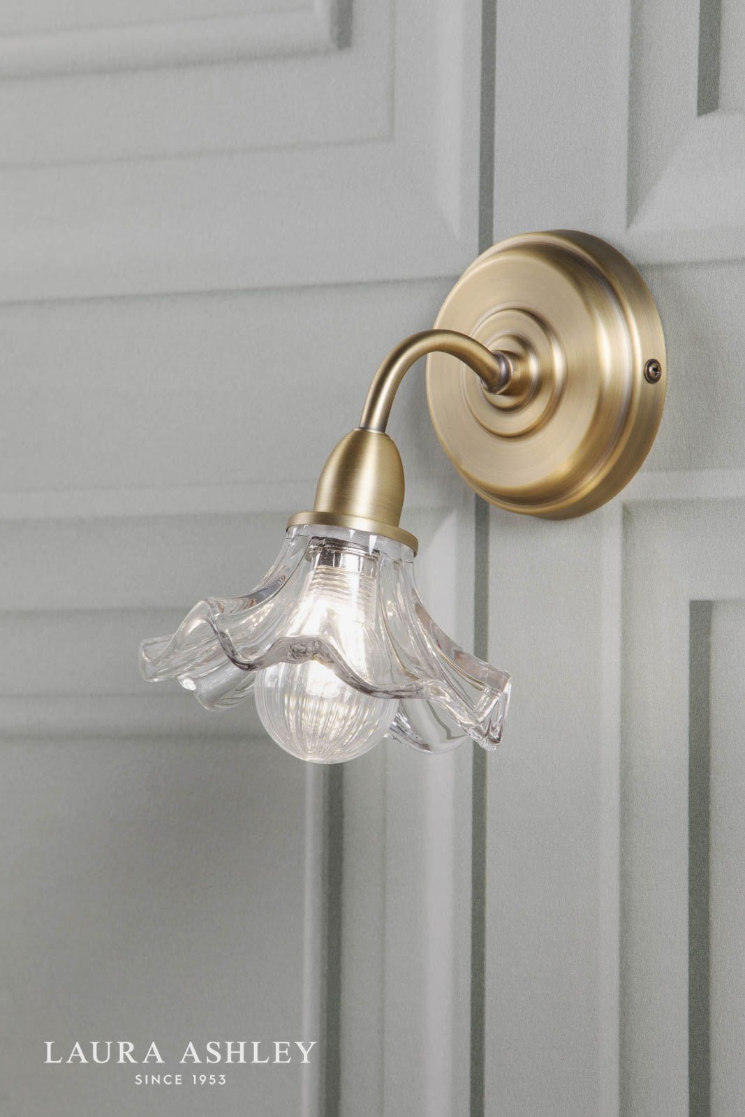 Laura Ashley Kerswell Wall Light Matt Antique Brass And Glass ...
